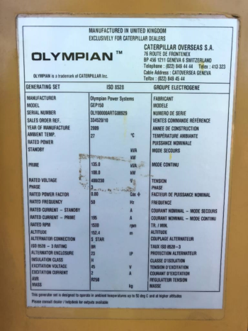 Olympian GEP150 - Perkins - 150 kVA Diesel Generator - AASupplies e.U