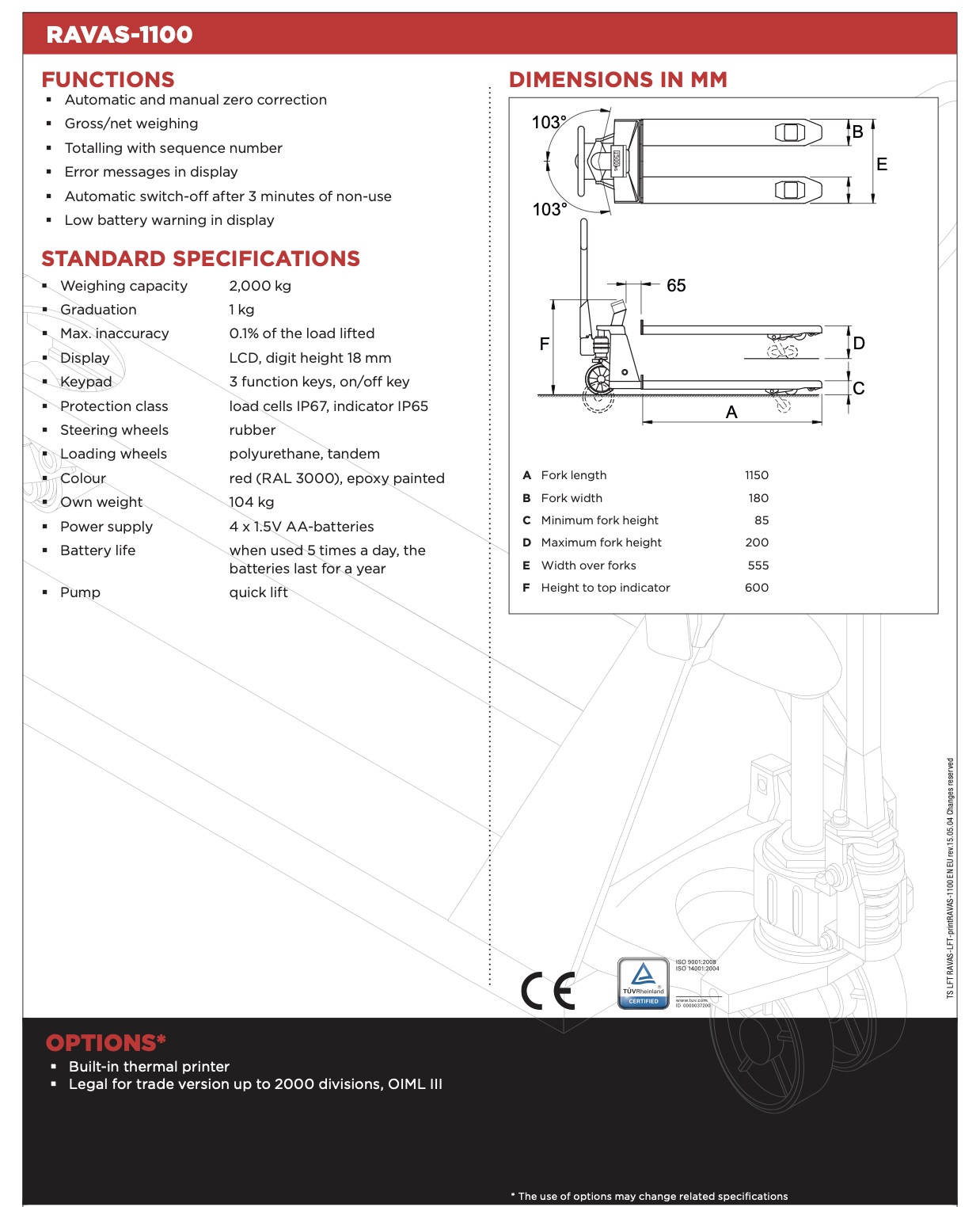 RAVAS-1100 | HAND PALLET TRUCK SCALE - AASupplies e.U